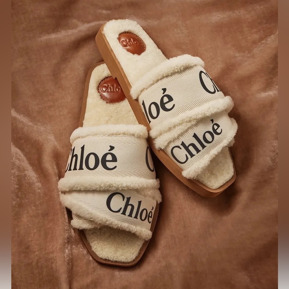Chloe Women’s Woody Shearling Slide Sandals - Gem